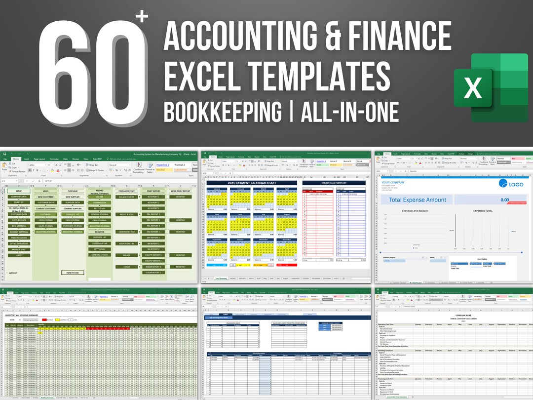 60 Accounting And Finance Excel Templates ǀ Bookkeeping ǀ All In One Etsy