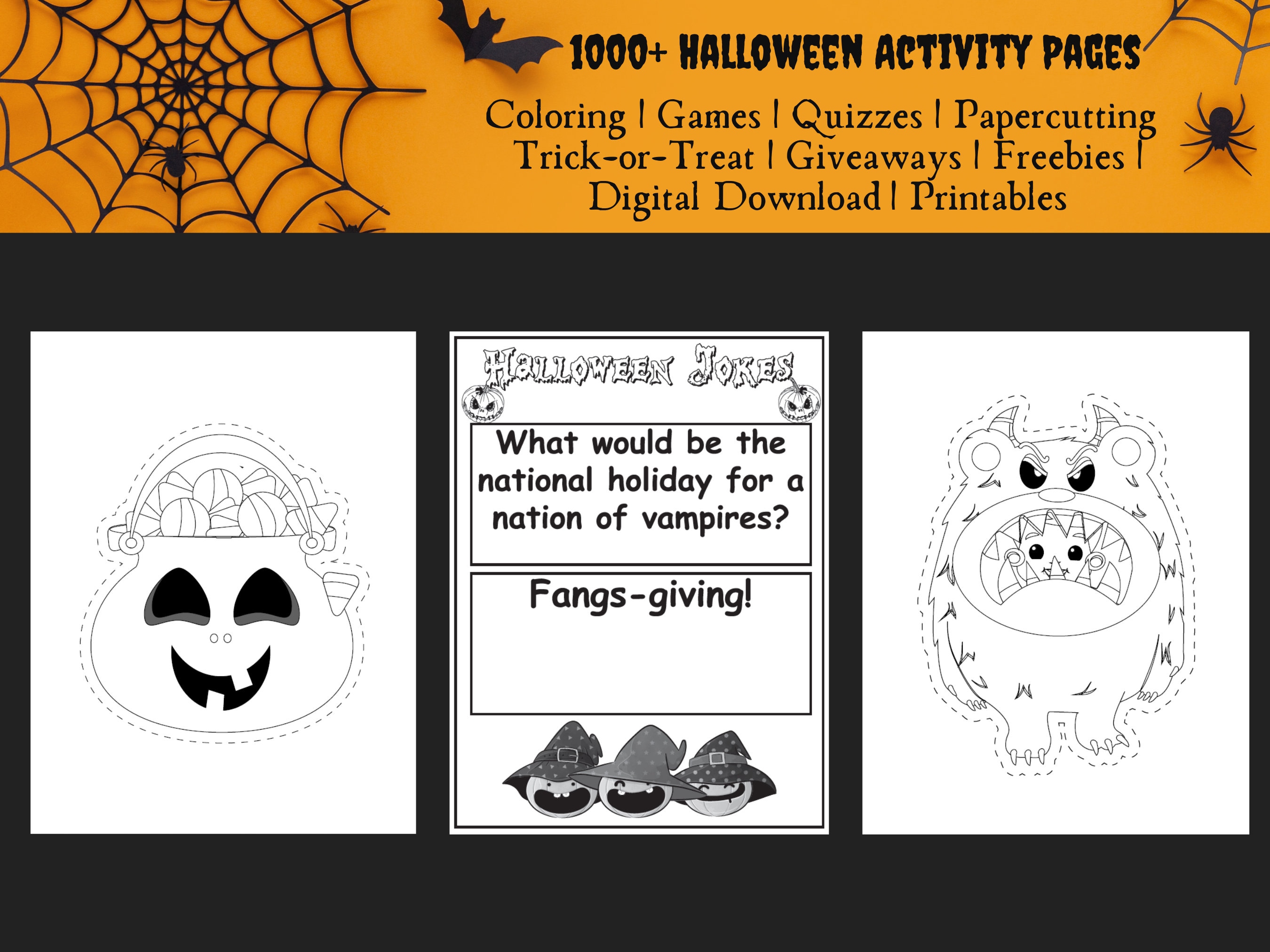 1000+ Halloween Activity Pages: Coloring Games Quizzes Papercutting ...