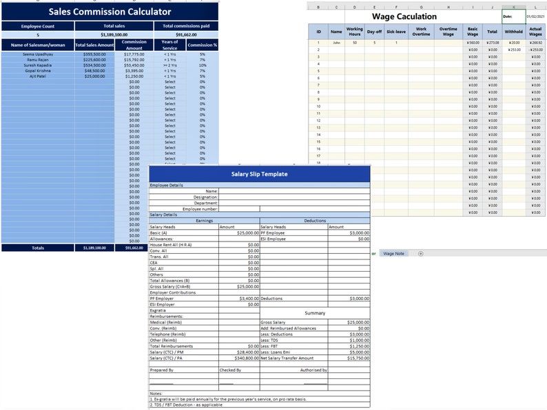 40 Salary Templates: Employee Payroll ǀ Wage Calculator ǀ - Etsy