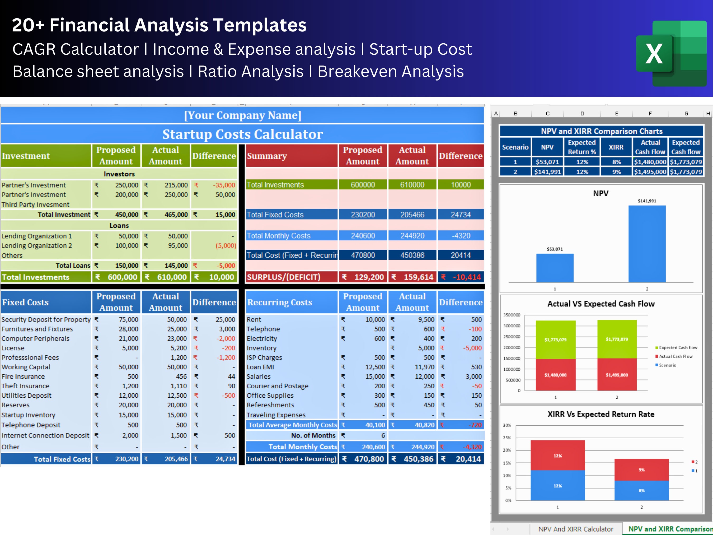 20+ Financial Analysis Templates: CAGR Calculator ǀ Income Expense ...
