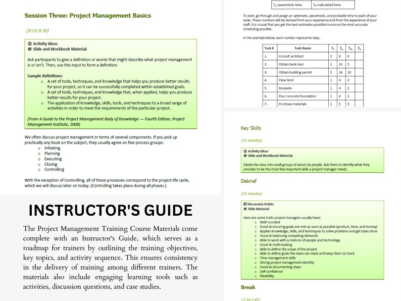 Project Management Training Course Materials: Trainer’s Guide ǀ Learner ...