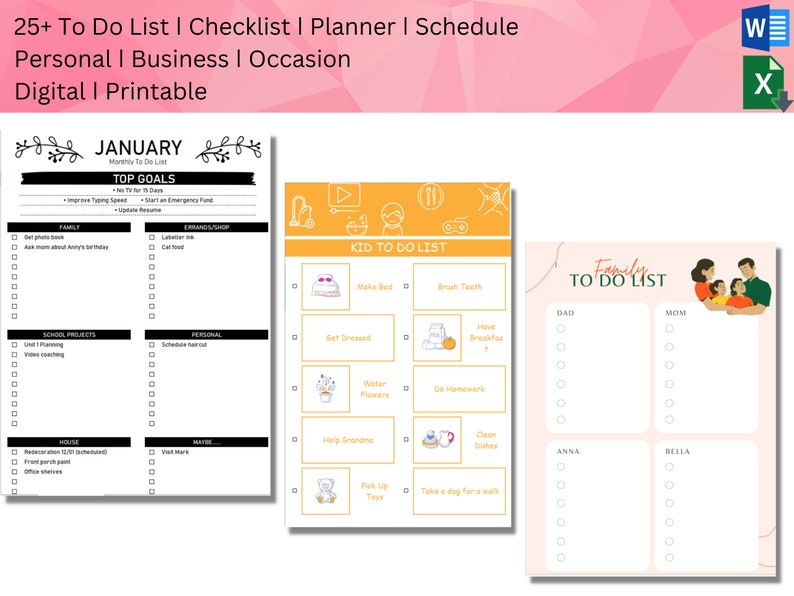 25+ to Do List ǀ Checklist ǀ Planner ǀ Schedule ǀ Personal ǀ Business ǀ ...