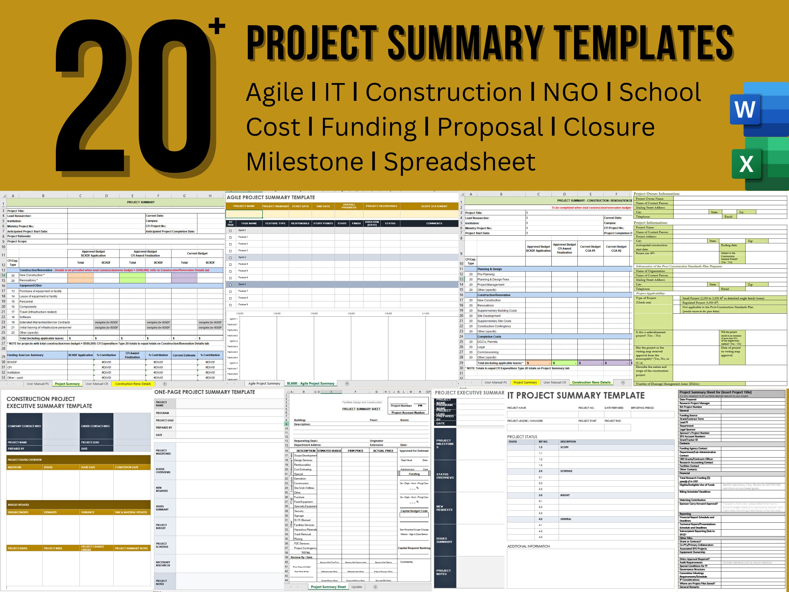 20 Project Summary Templates: Agile ǀ IT ǀ Construction ǀ NGO ǀ School ...