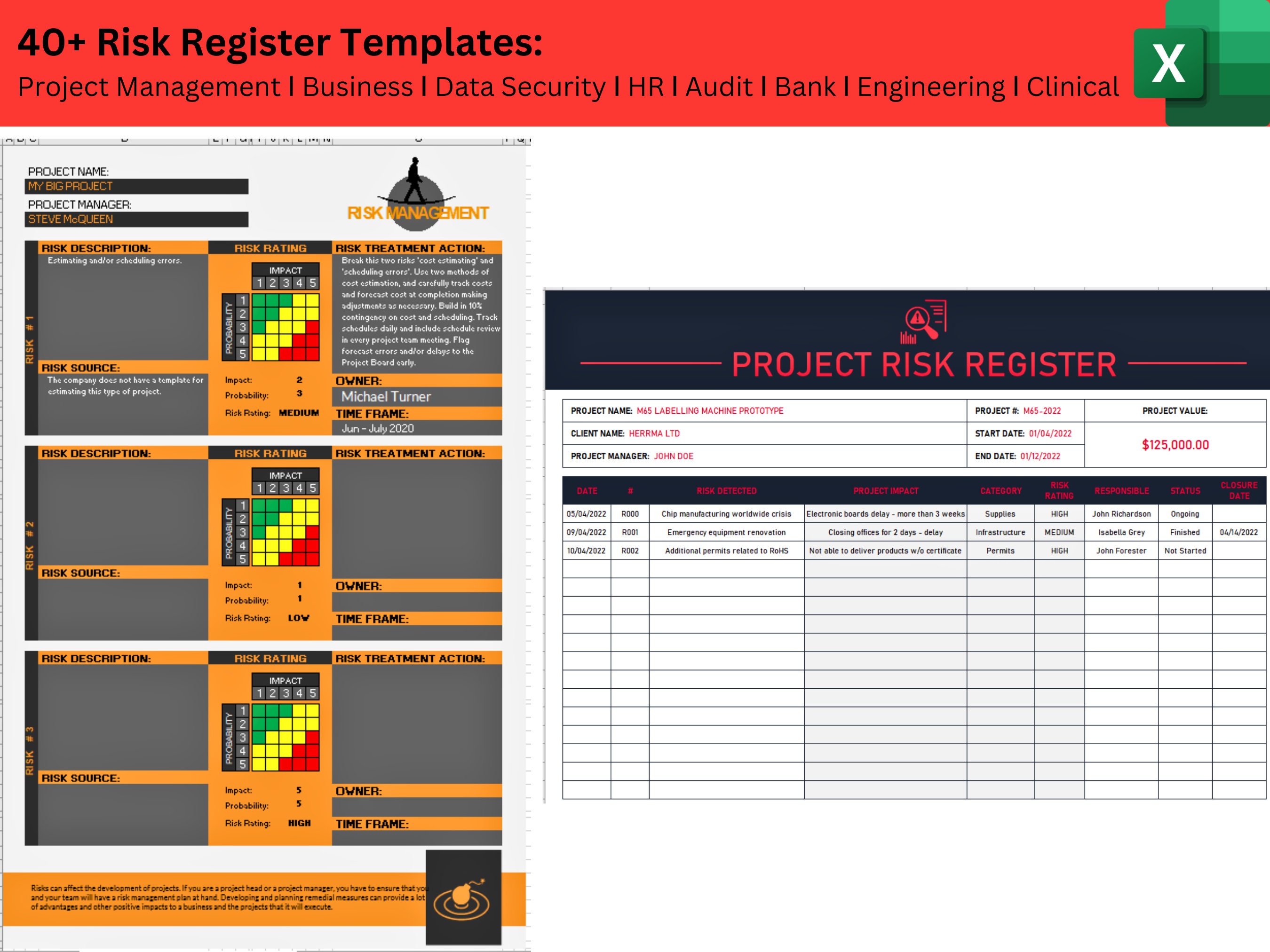 40+ Risk Register Templates: Project Management ǀ Business ǀ Data ...