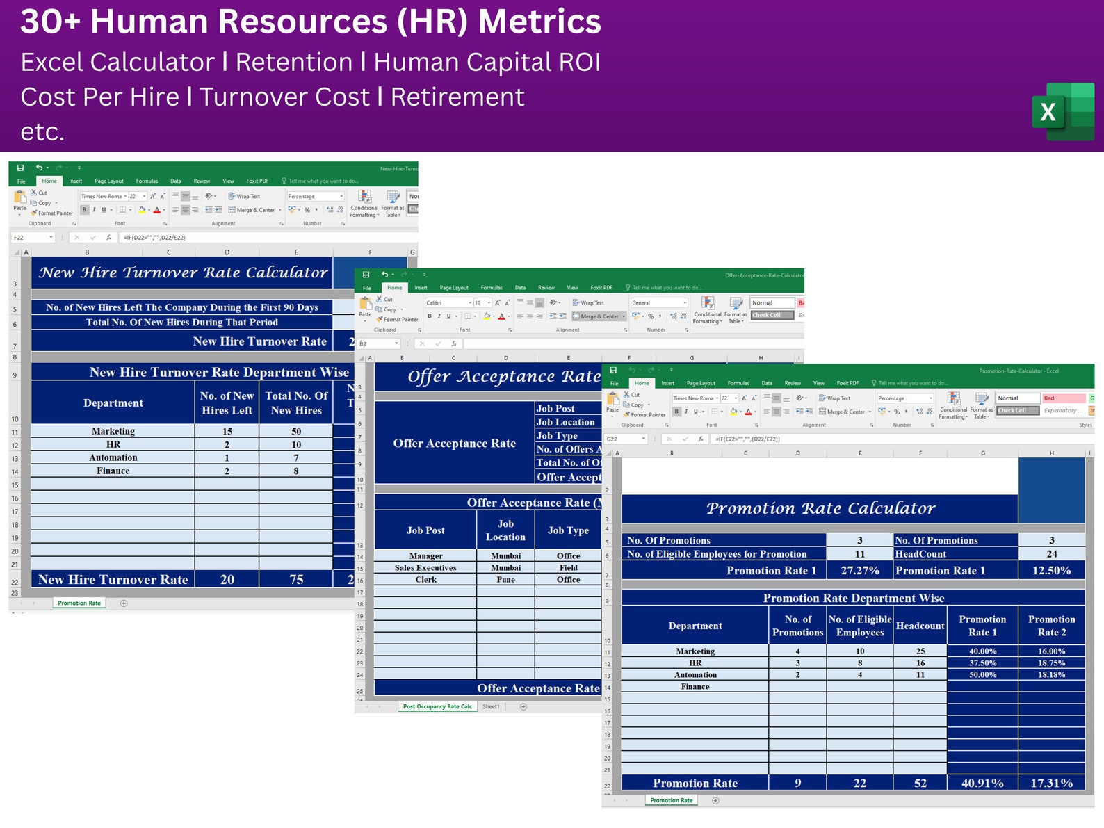 30 Human Resources HR Metrics ǀ Excel Calculator ǀ Human - Etsy