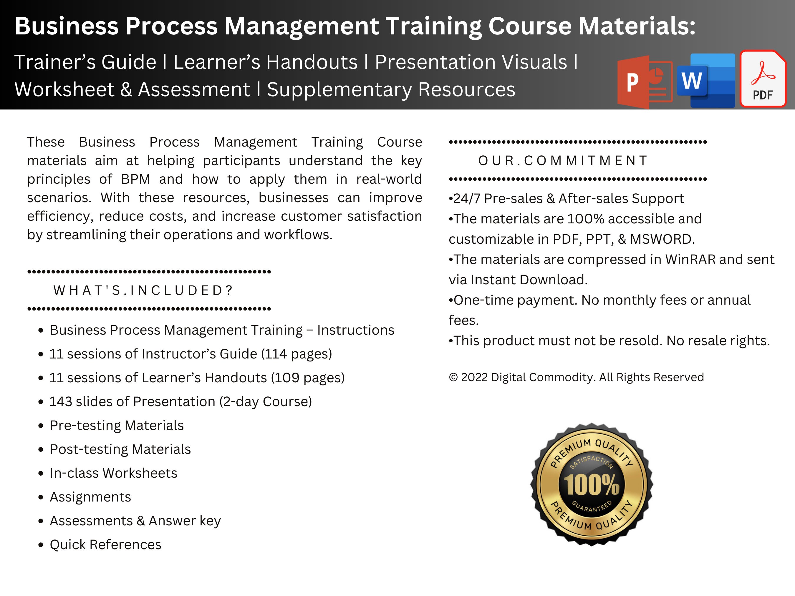 Business Process Management Training Course Materials: Trainers Guide ǀ Learners Handouts ǀ ...