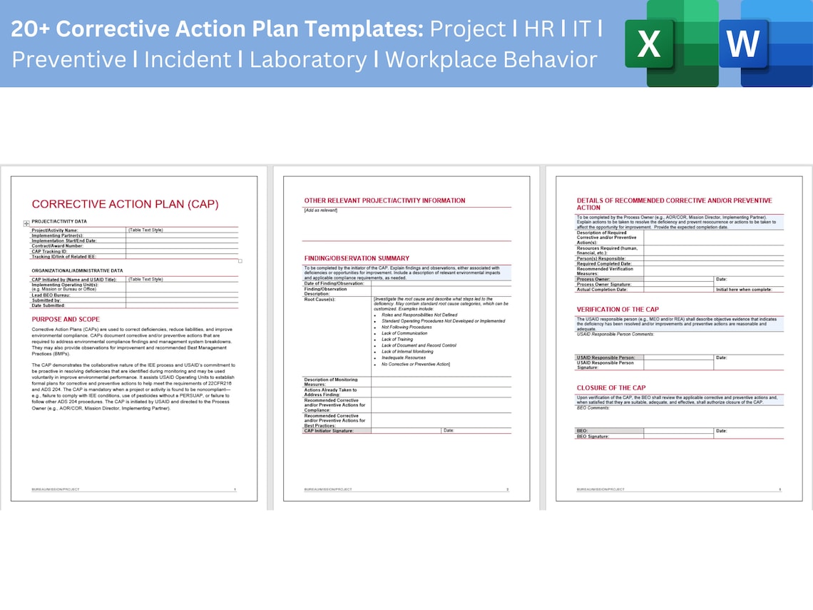 20+ Corrective Action Plan Templates: Project ǀ HR ǀ IT ǀ Preventive ǀ ...