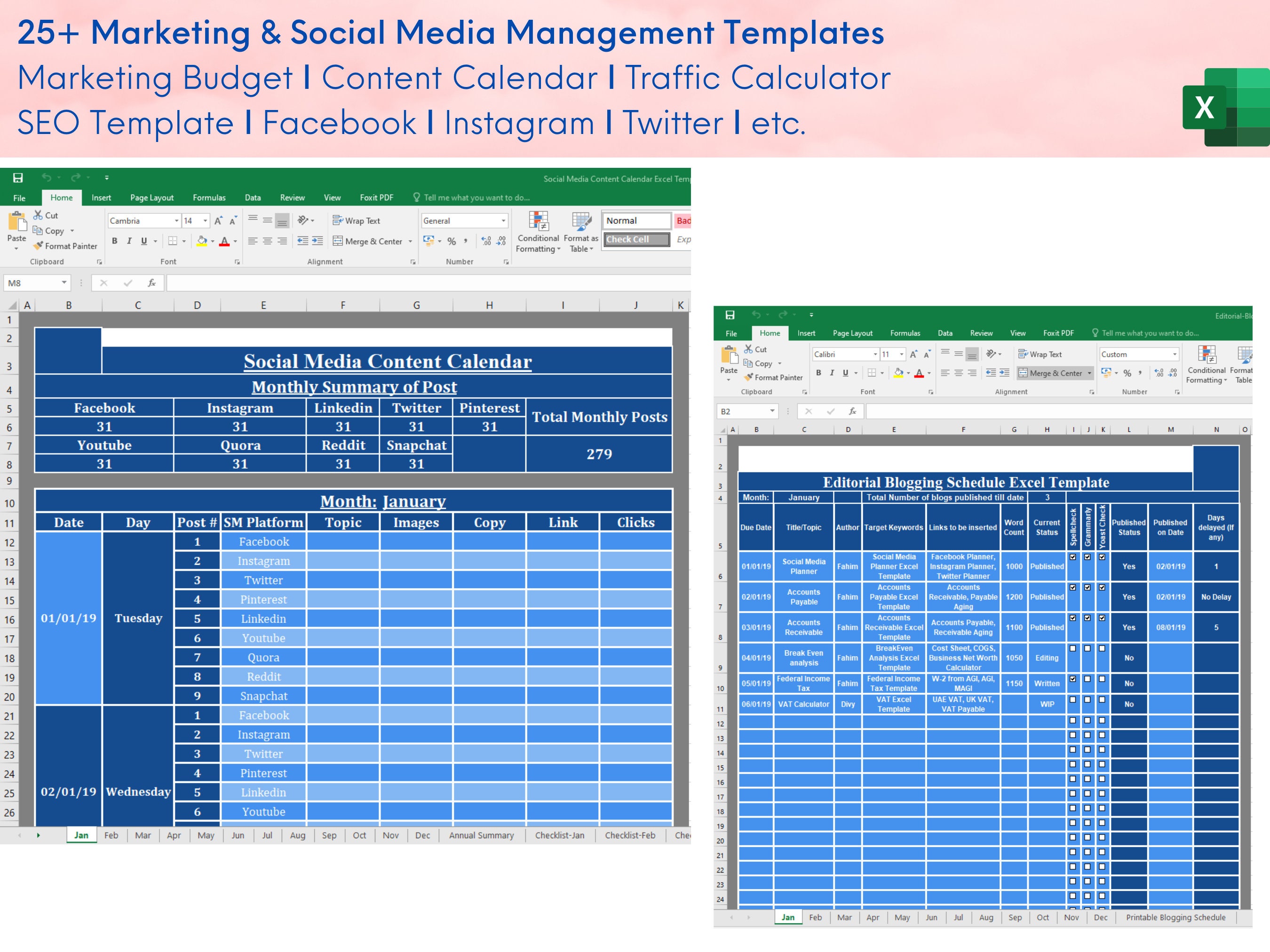25 Marketing & Social Media Management Templates ǀ Marketing - Etsy