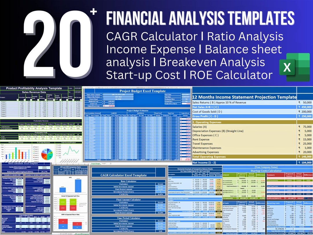20 Financial Analysis Templates: CAGR Calculator ǀ Income Expense ...