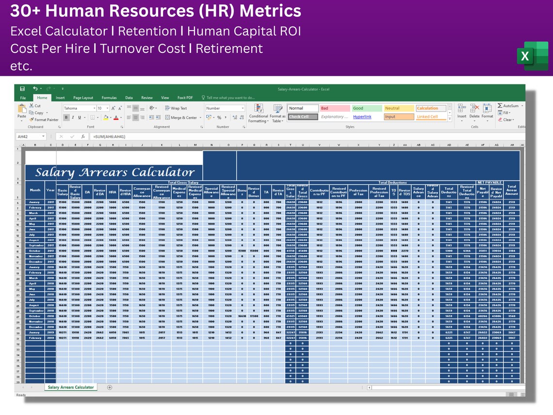 30 Human Resources HR Metrics ǀ Excel Calculator ǀ Human - Etsy
