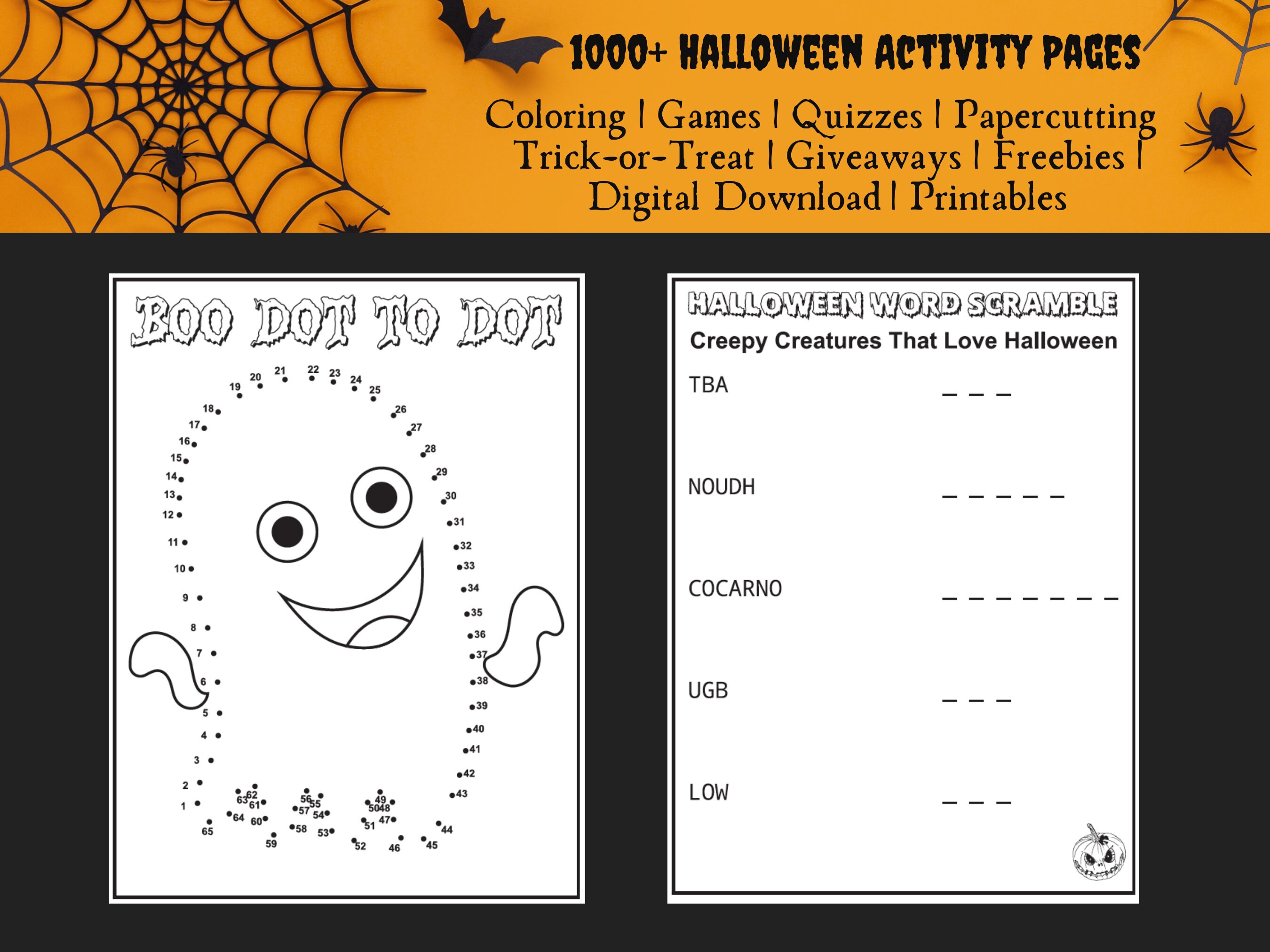 1000+ Halloween Activity Pages: Coloring Games Quizzes Papercutting ...