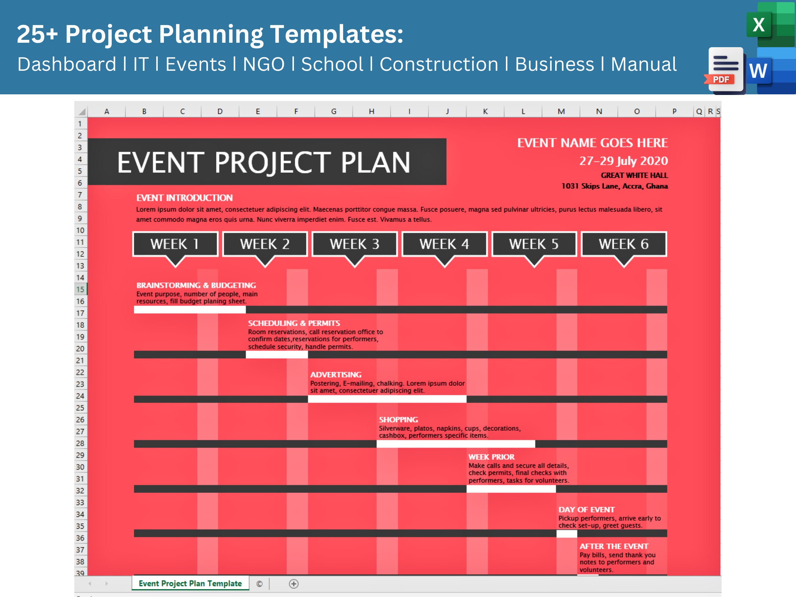 25+ Project Planning Templates: Dashboard ǀ IT ǀ Events ǀ NGO ǀ School ...