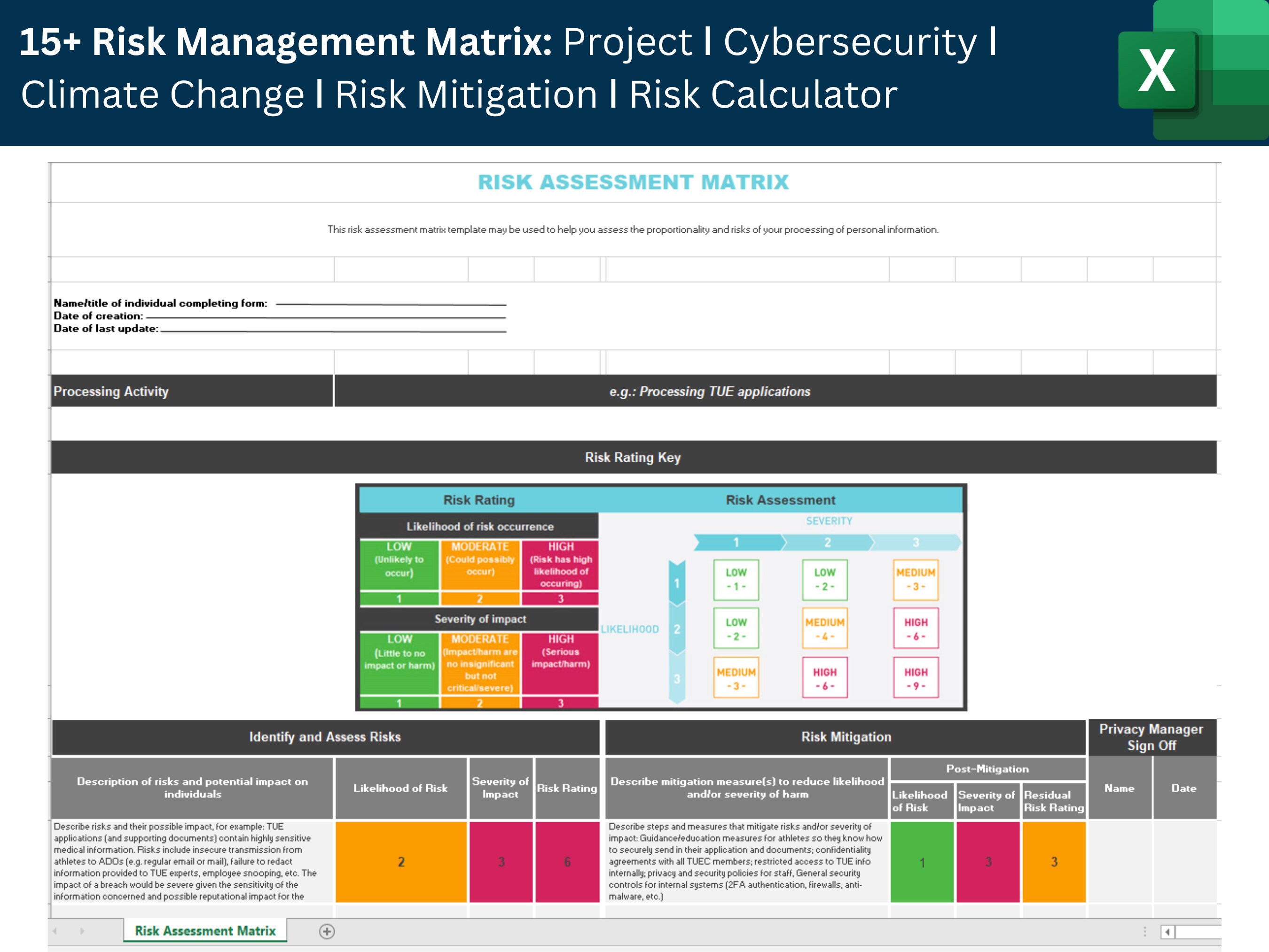 15+ Risk Management Matrix: Project ǀ Cybersecurity ǀ Climate Change ǀ ...