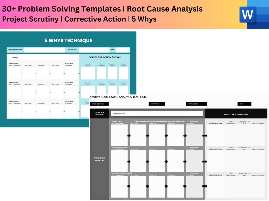 30 Problem Solving Templates ǀ Root Cause Analysis ǀ 5 Whys ǀ Project ...