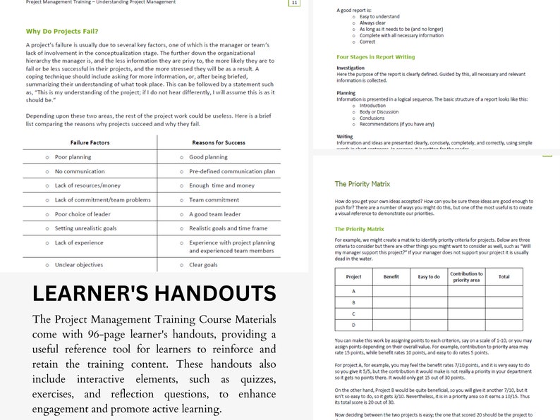Project Management Training Course Materials: Trainer’s Guide ǀ Learner ...