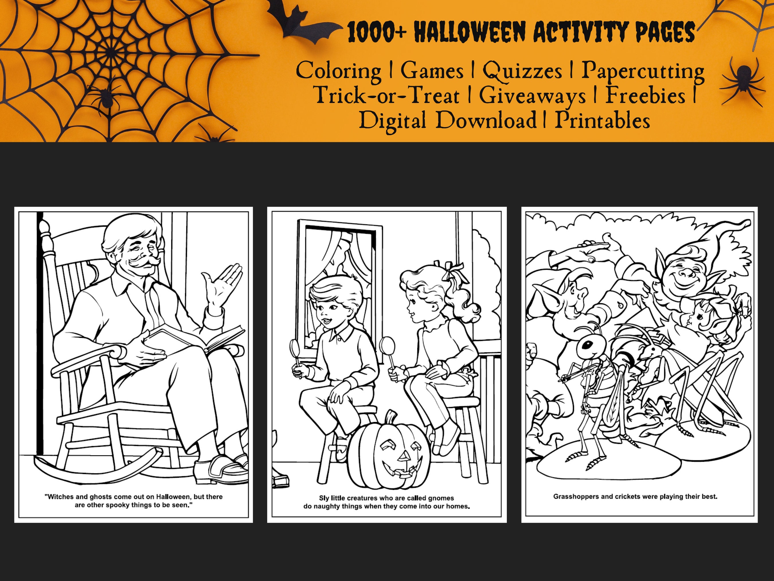 1000+ Halloween Activity Pages: Coloring Games Quizzes Papercutting ...