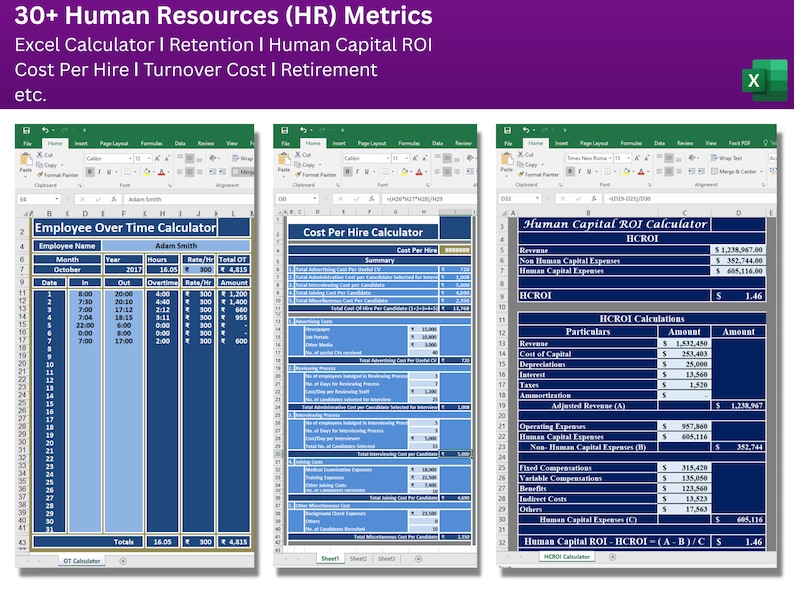 30 Human Resources HR Metrics ǀ Excel Calculator ǀ Human - Etsy
