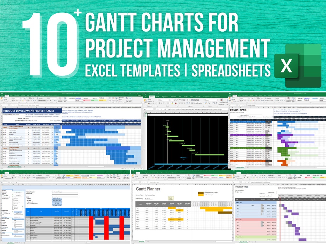 10 Gantt Charts for Project Management ǀ Excel Templates ǀ - Etsy Hong Kong