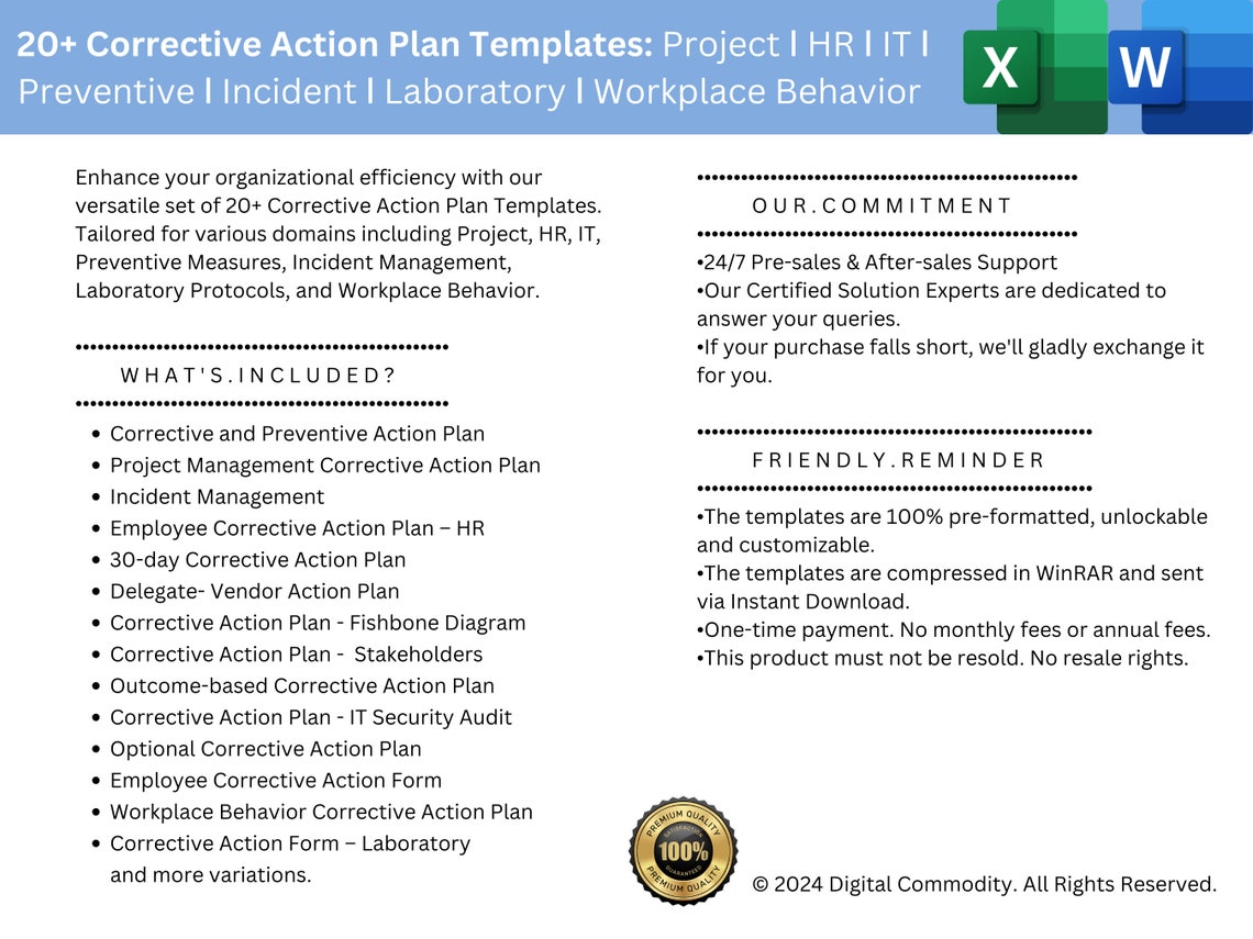20+ Corrective Action Plan Templates: Project ǀ HR ǀ IT ǀ Preventive ǀ ...