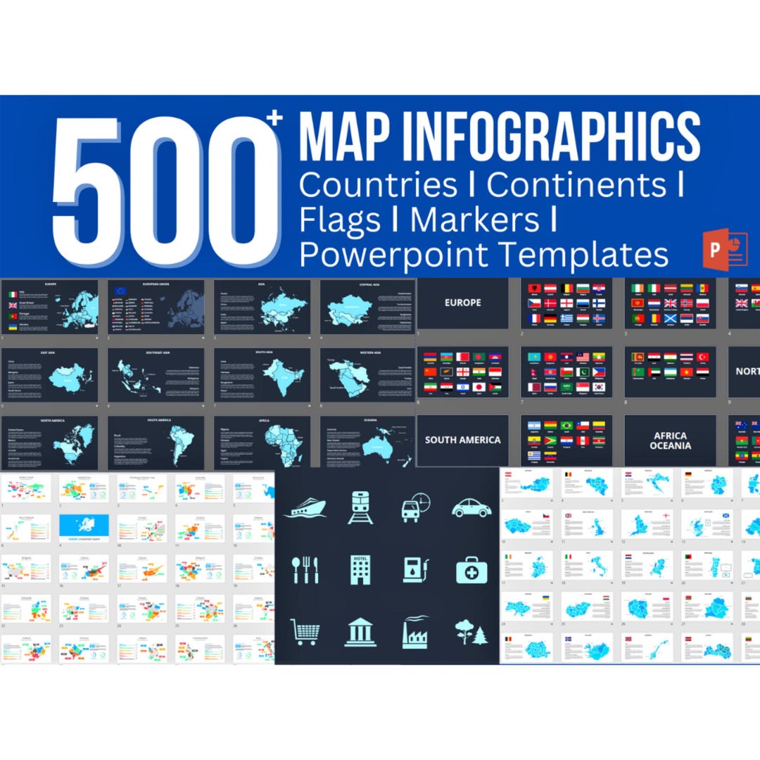 500+ Map Infographics: Countries ǀ Continents ǀ Flags ǀ Markers ǀ ...