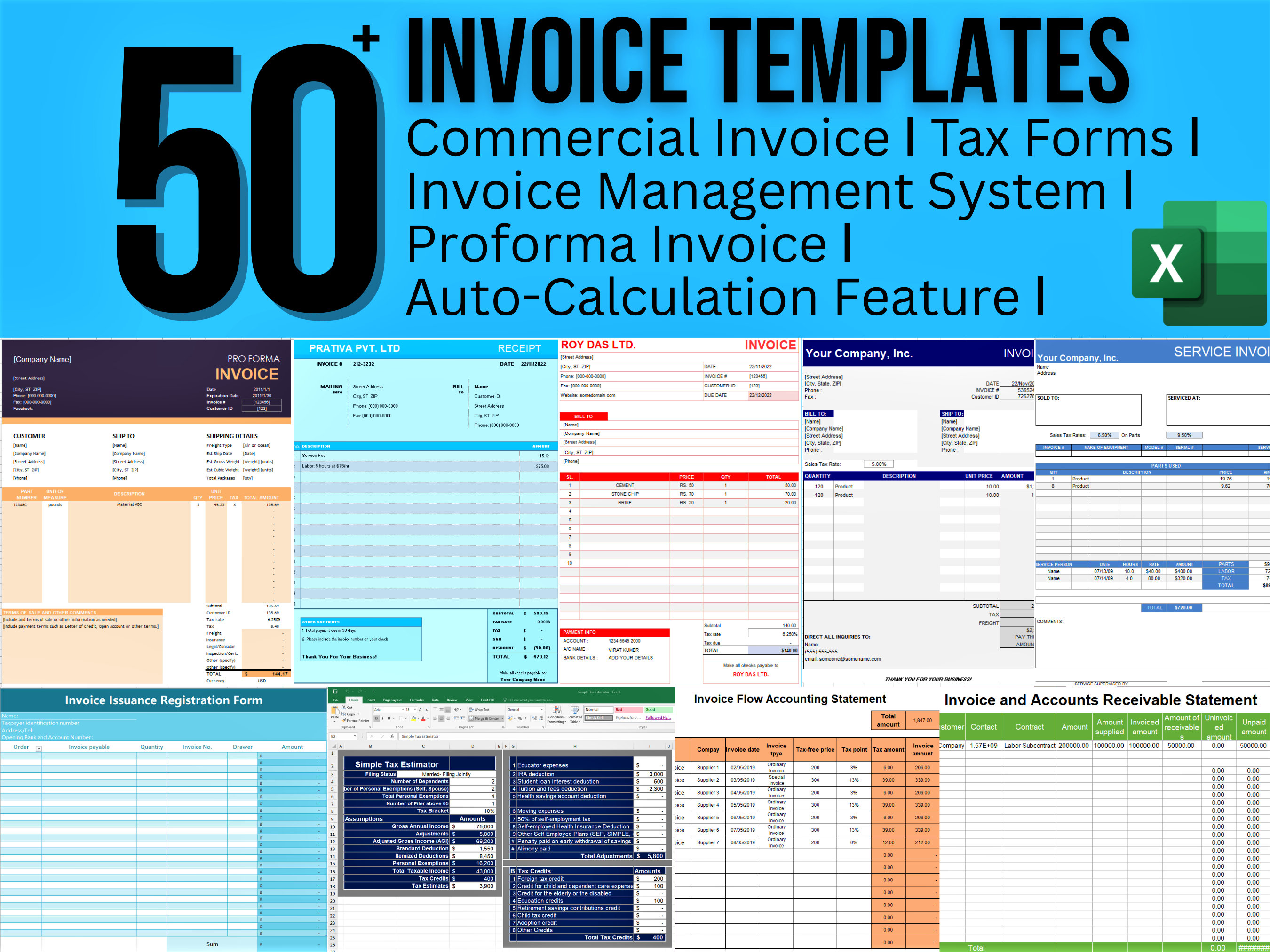 Buy 50 Invoice Templates: Commercial Invoice ǀ Tax Forms ǀ Invoice ...