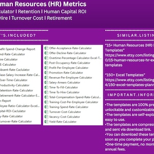 30+ Human Resources (HR) Metrics ǀ Excel Calculator ǀ Human Capital ROI ...