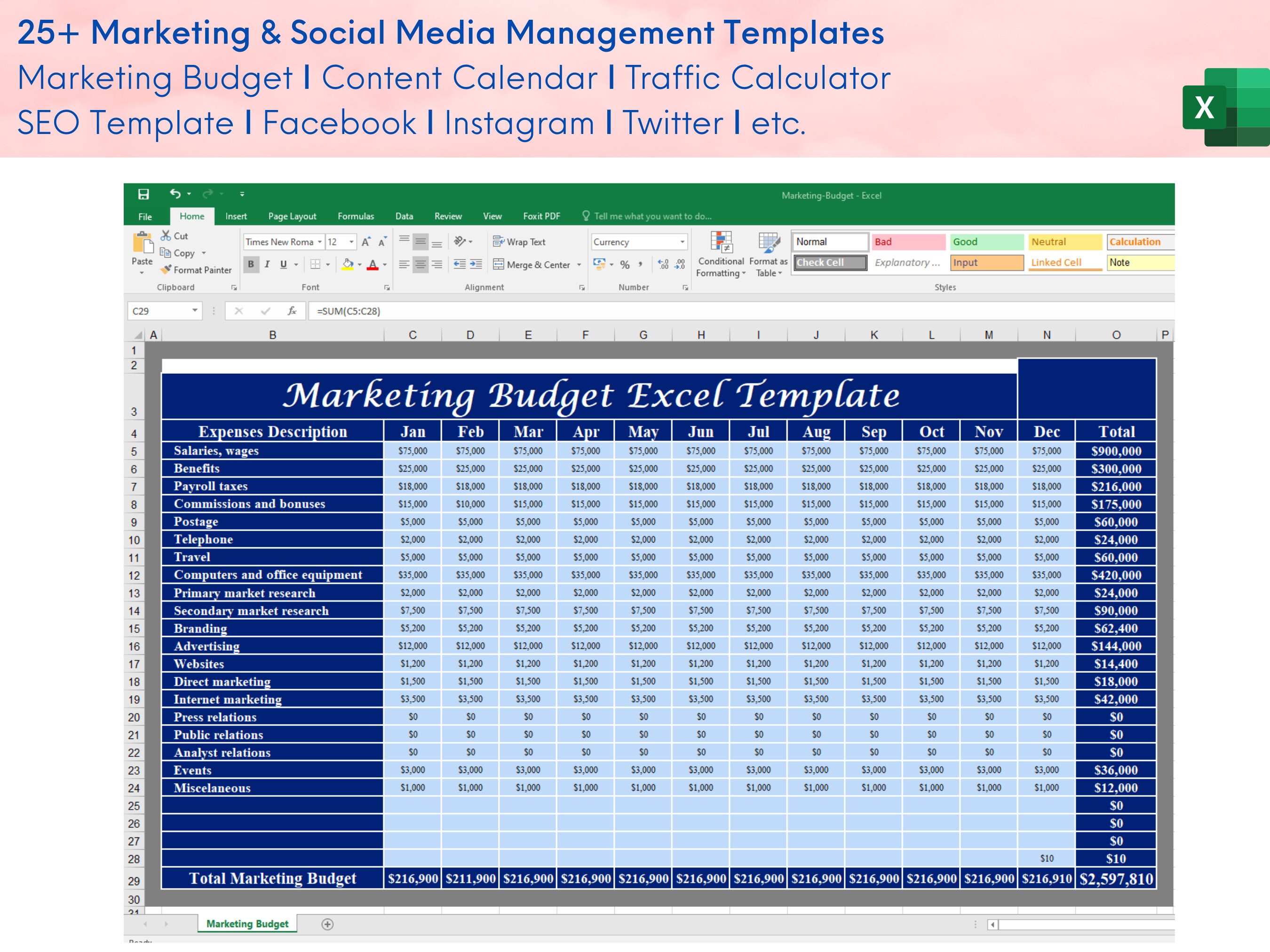 25 Marketing & Social Media Management Templates ǀ Marketing - Etsy