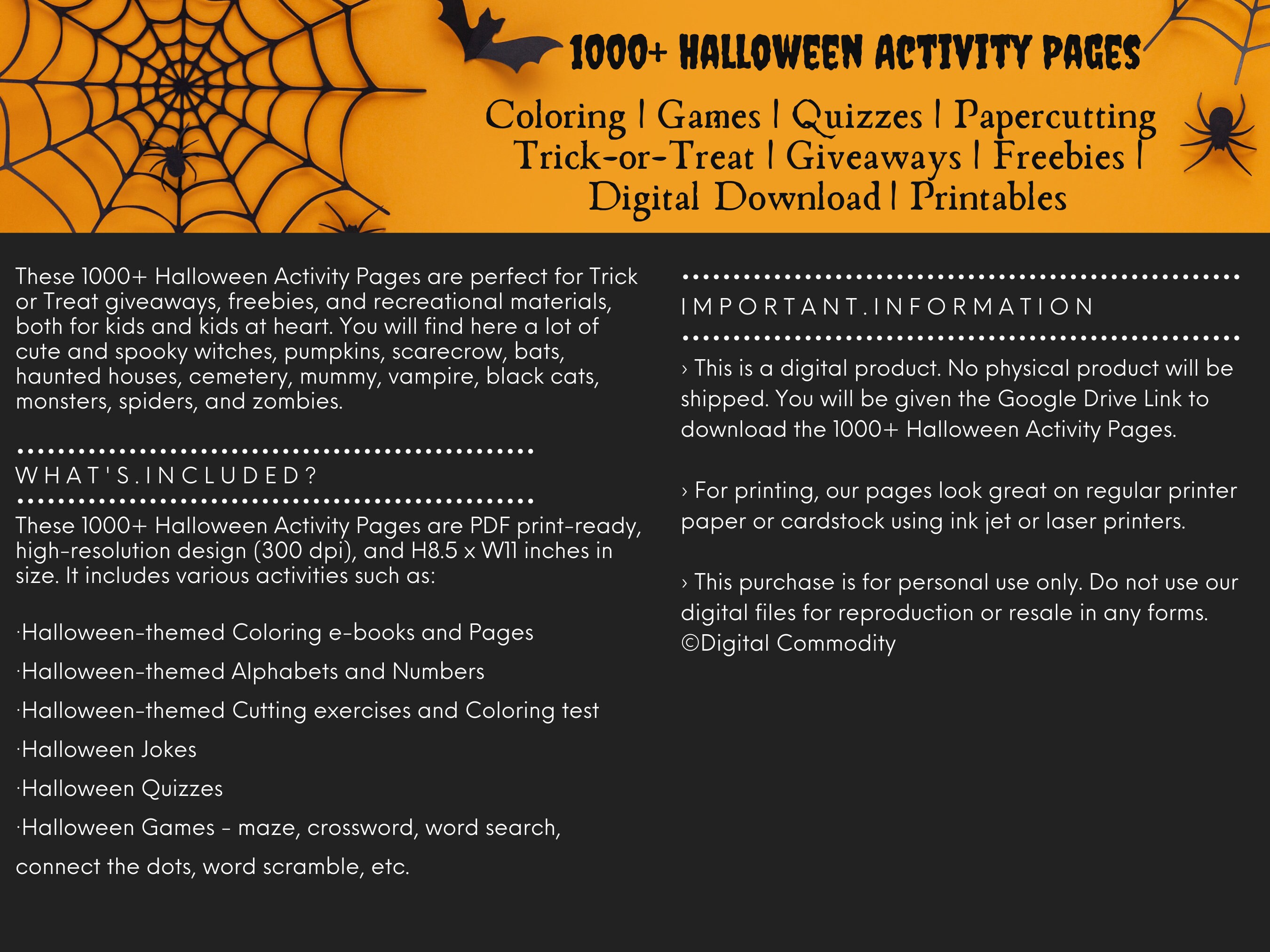 1000+ Halloween Activity Pages: Coloring Games Quizzes Papercutting ...