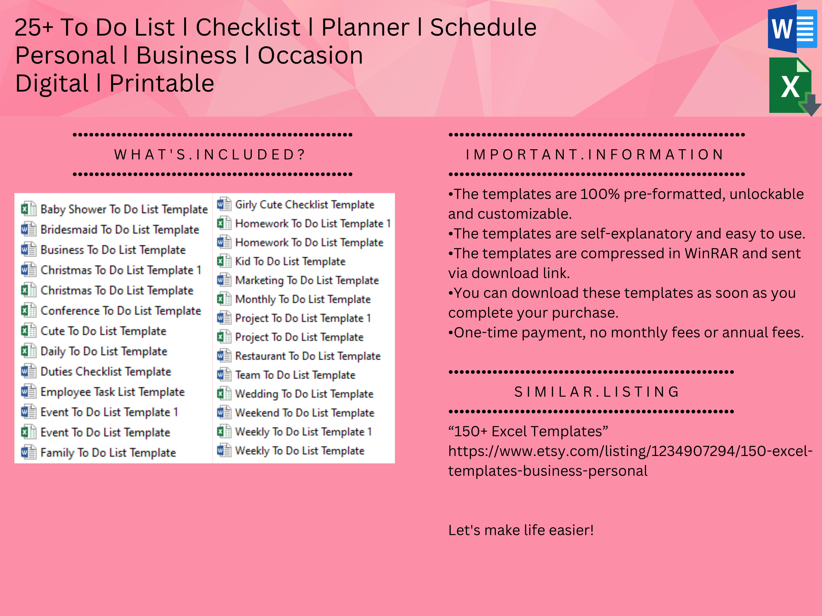 25 to Do List ǀ Checklist ǀ Planner ǀ Schedule ǀ Personal ǀ Business ǀ ...