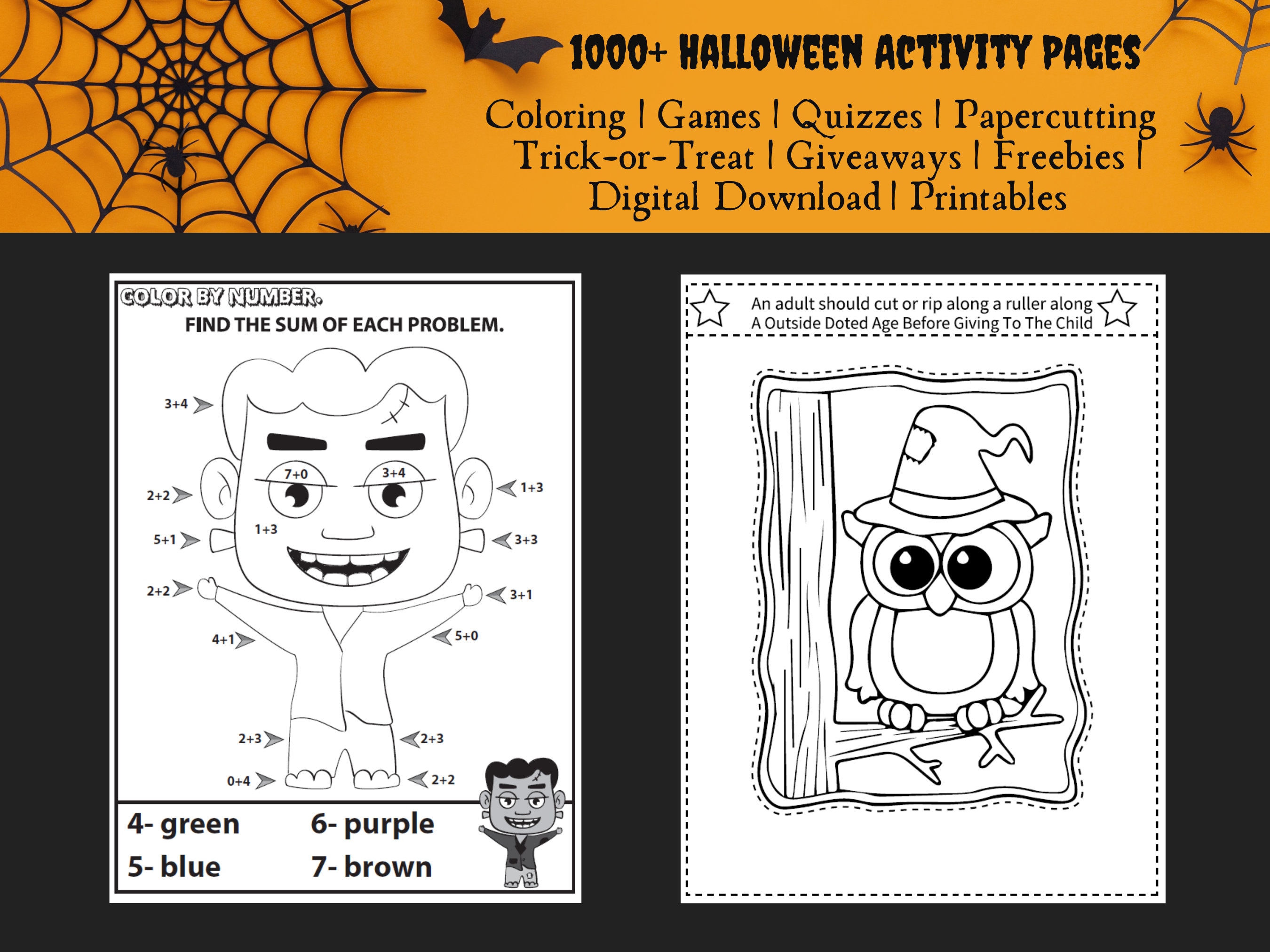 1000+ Halloween Activity Pages: Coloring Games Quizzes Papercutting ...