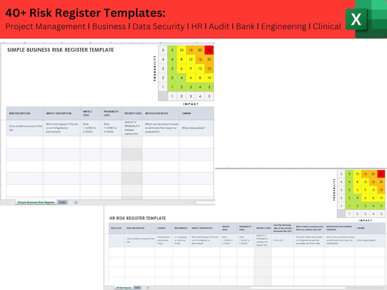 40 Risk Register Templates: Project Management ǀ Business ǀ Data ...