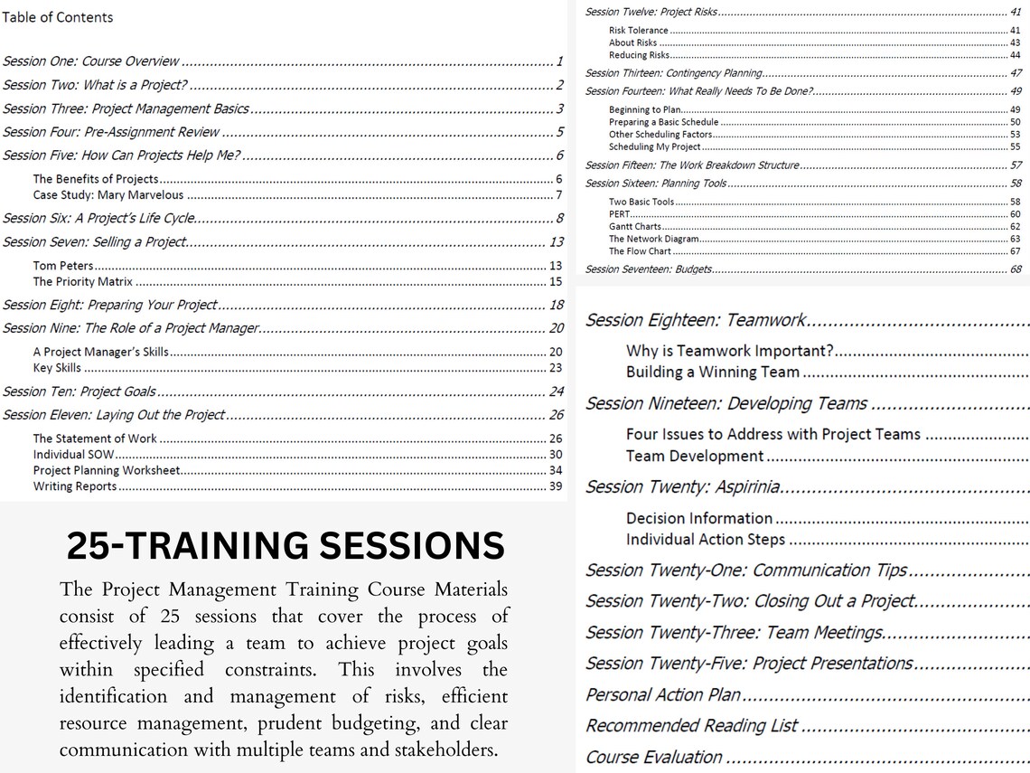 Project Management Training Course Materials: Trainer’s Guide ǀ Learner’s Handouts ǀ ...