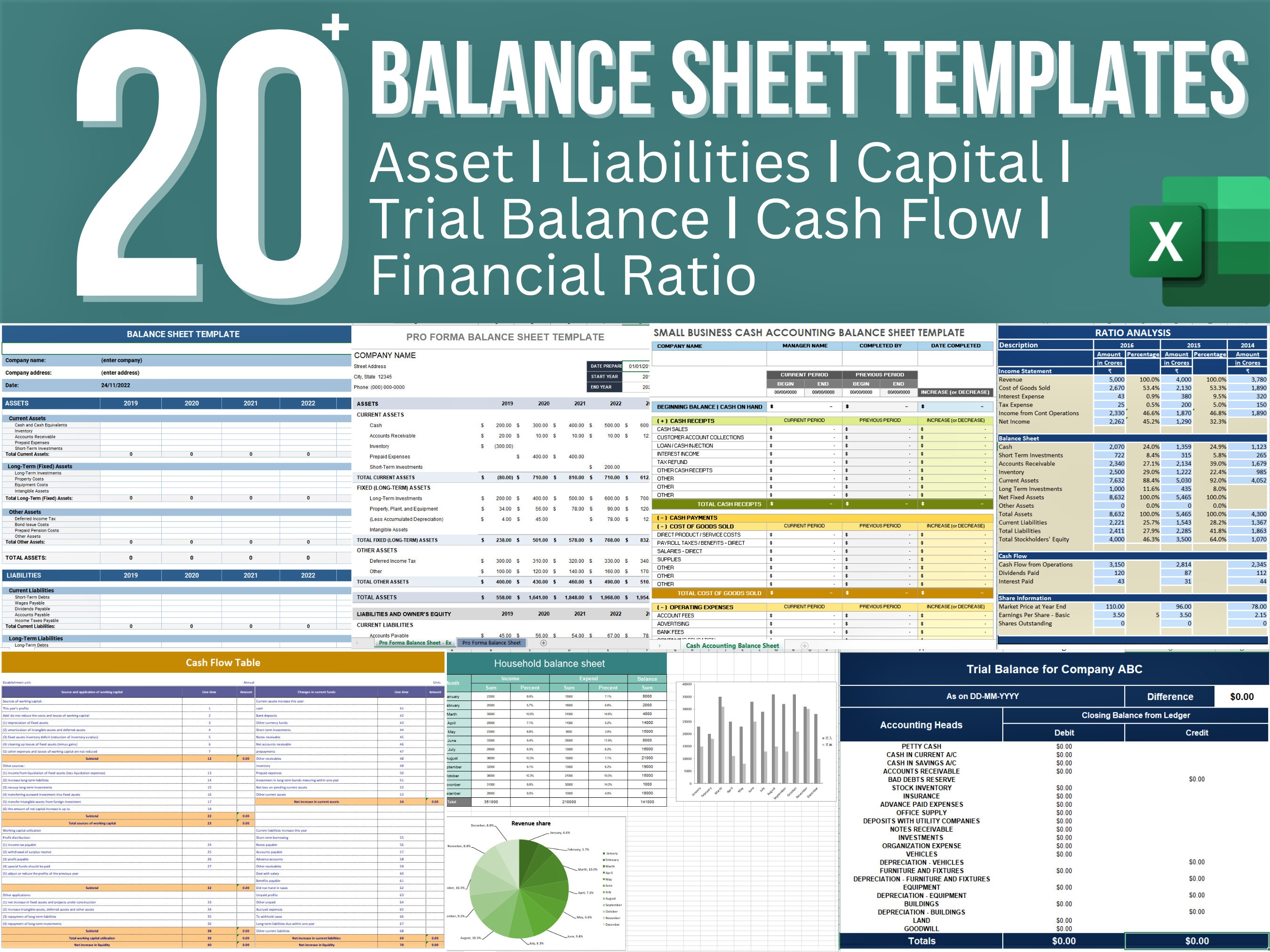 20 Balance Sheet Templates: Asset ǀ Liabilities ǀ Capital ǀ Trial ...