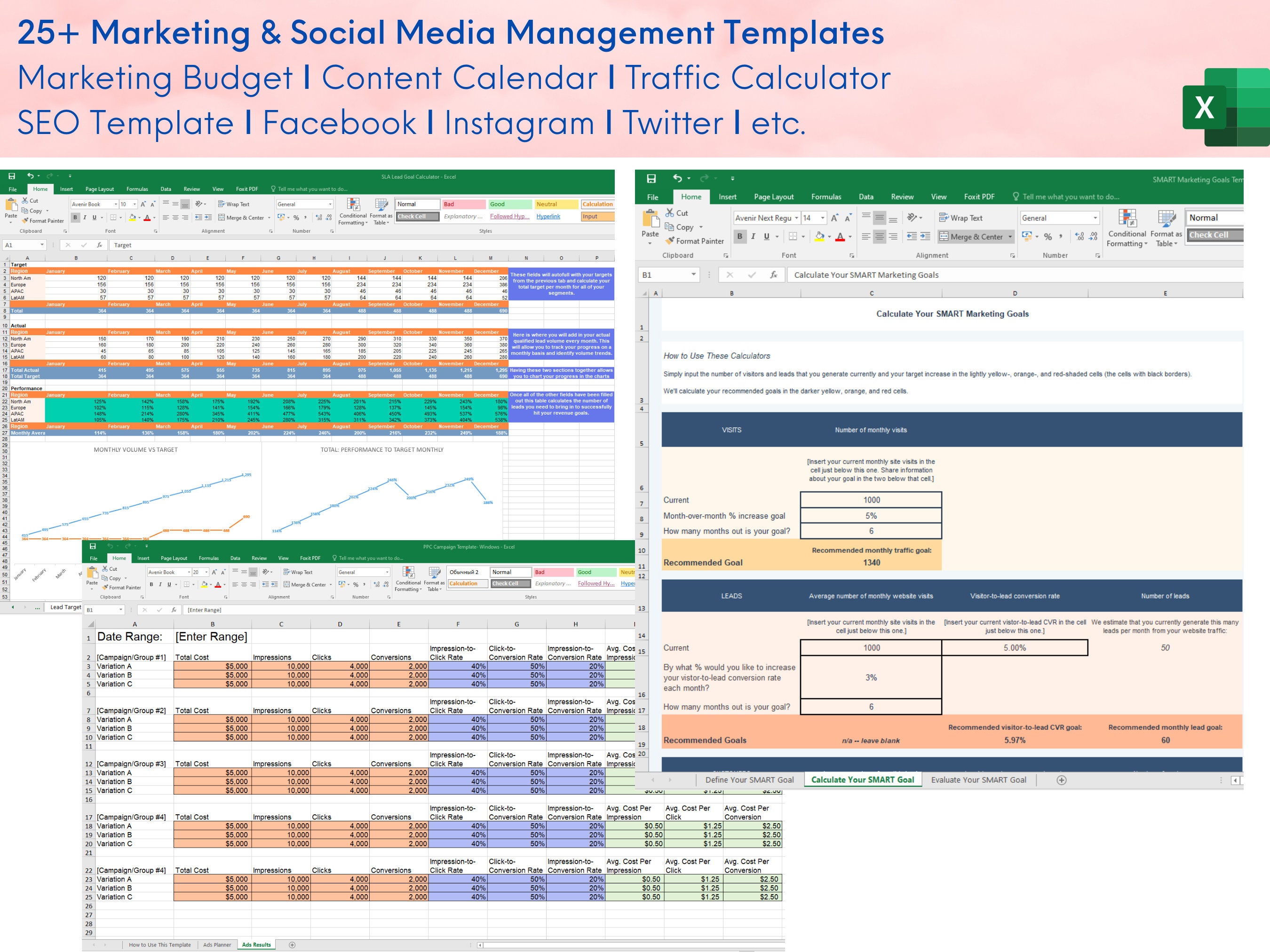 25 Marketing & Social Media Management Templates ǀ Marketing - Etsy
