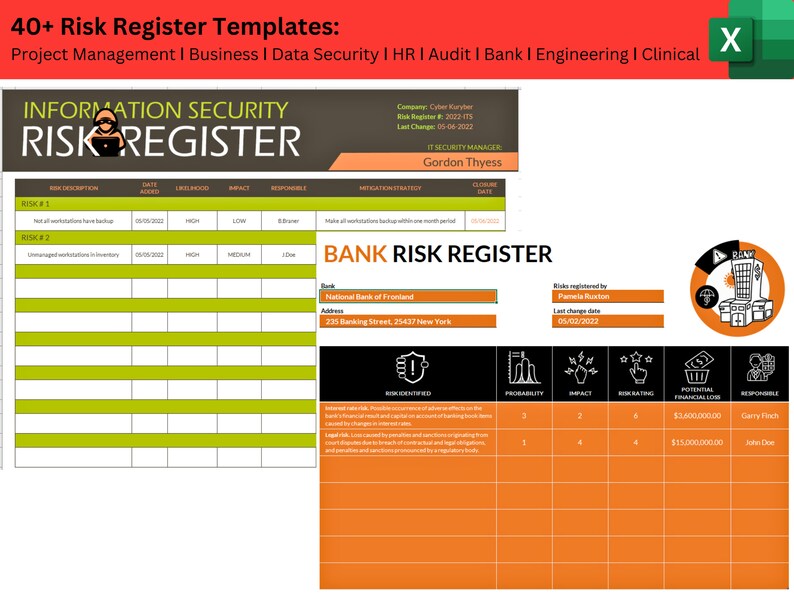 40+ Risk Register Templates: Project Management ǀ Business ǀ Data ...