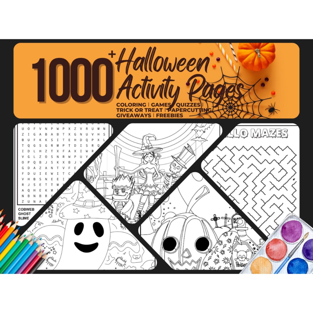 1000+ Halloween Activity Pages: Coloring Games Quizzes Papercutting ...