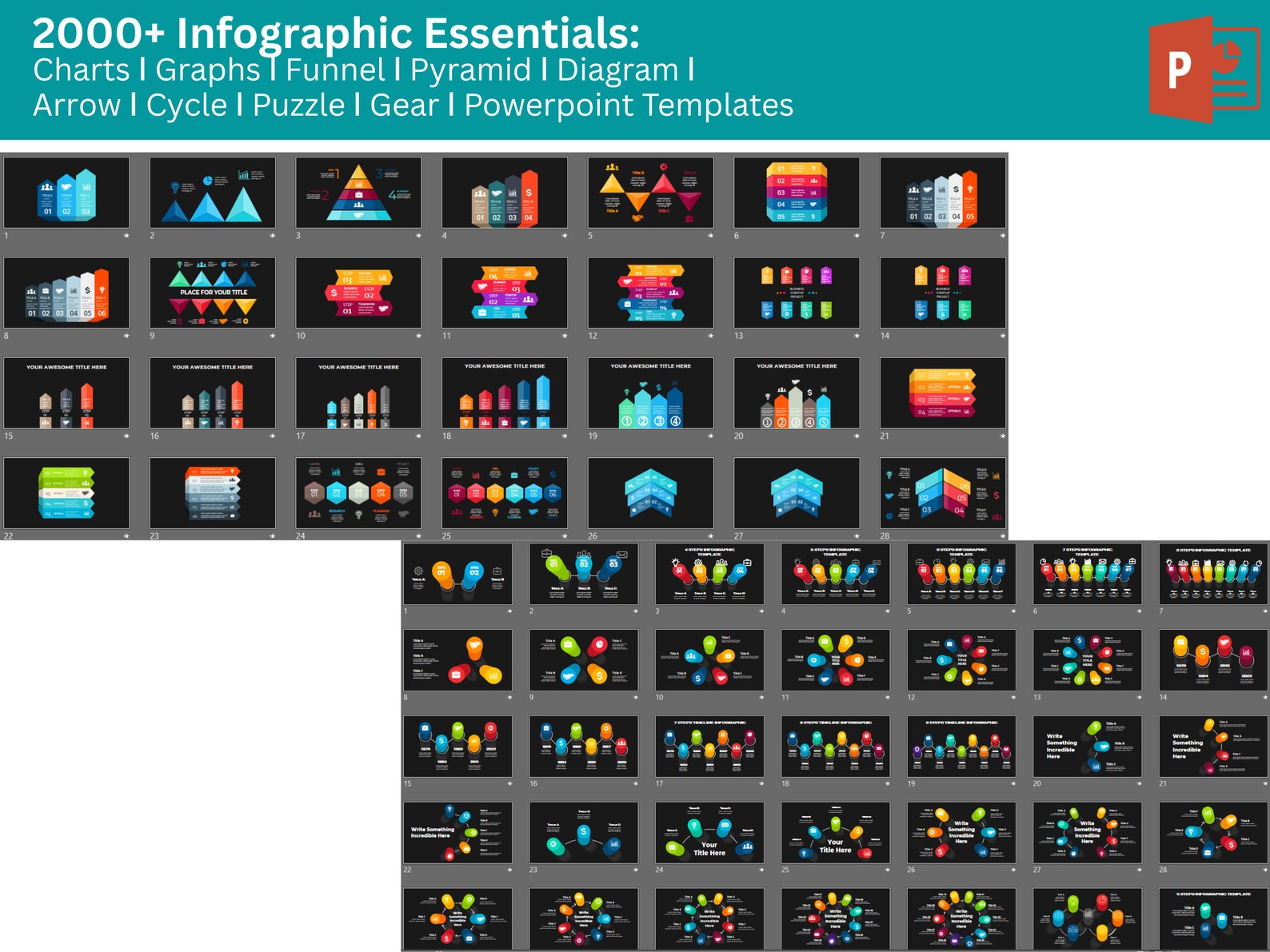 2000 Infographic Essentials: Charts ǀ Graphs ǀ Funnel ǀ - Etsy