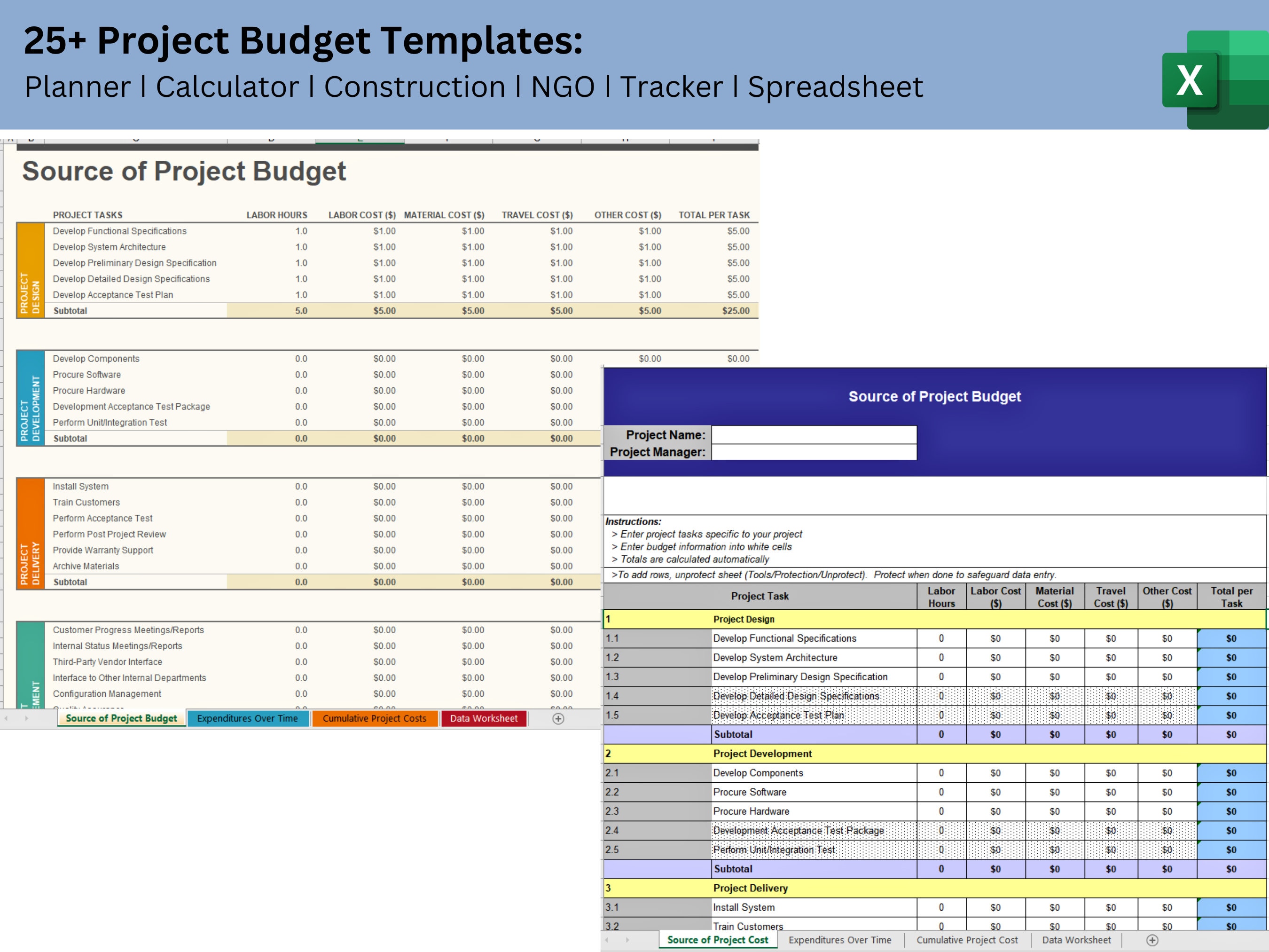 25+ Project Budget Templates: Planner ǀ Calculator ǀ Construction ǀ NGO ...