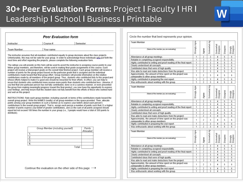 30+ Peer Evaluation Forms: Project ǀ Faculty ǀ HR ǀ Leadership ǀ School ...