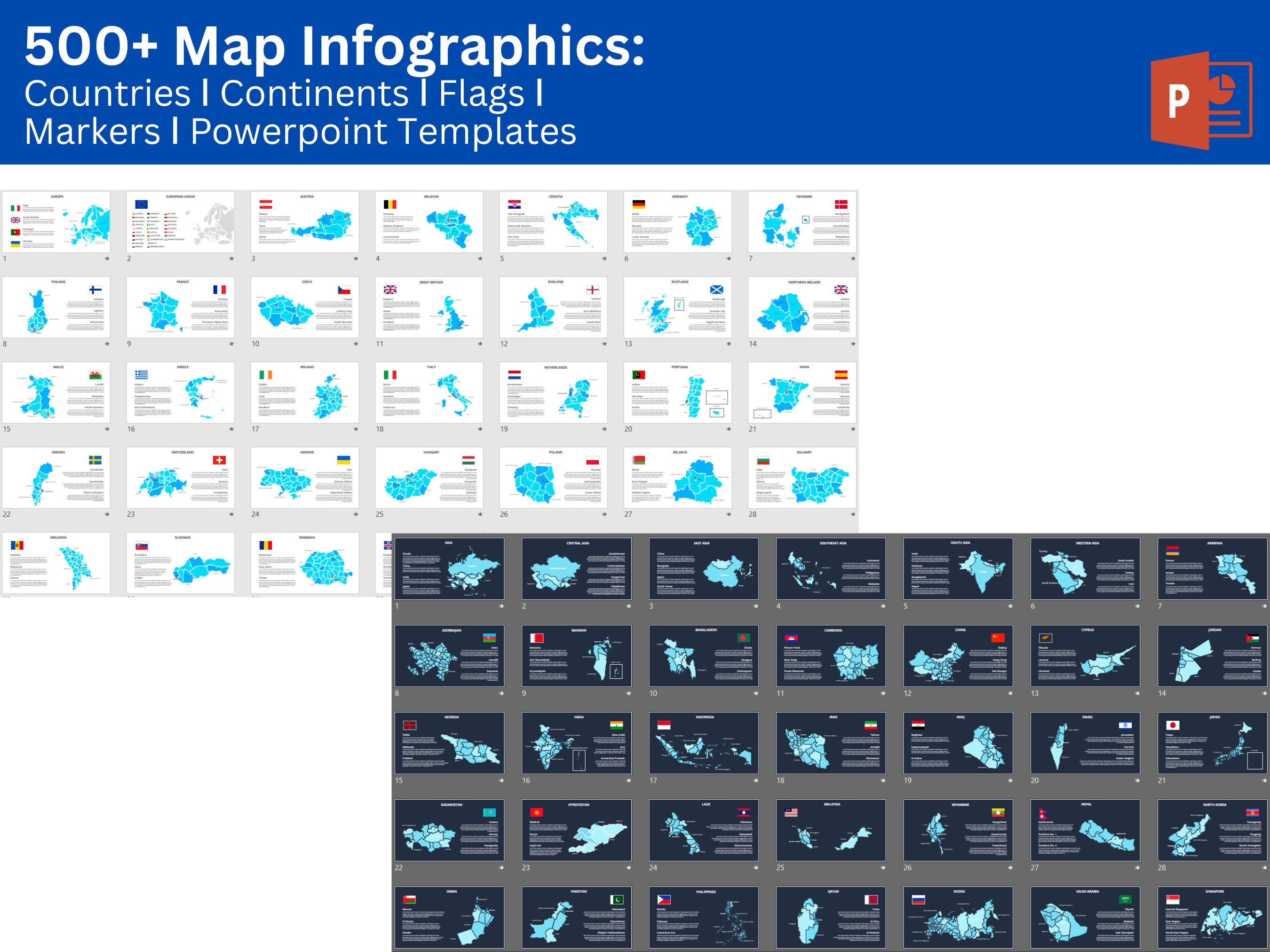 500+ Map Infographics: Countries ǀ Continents ǀ Flags ǀ Markers ǀ ...
