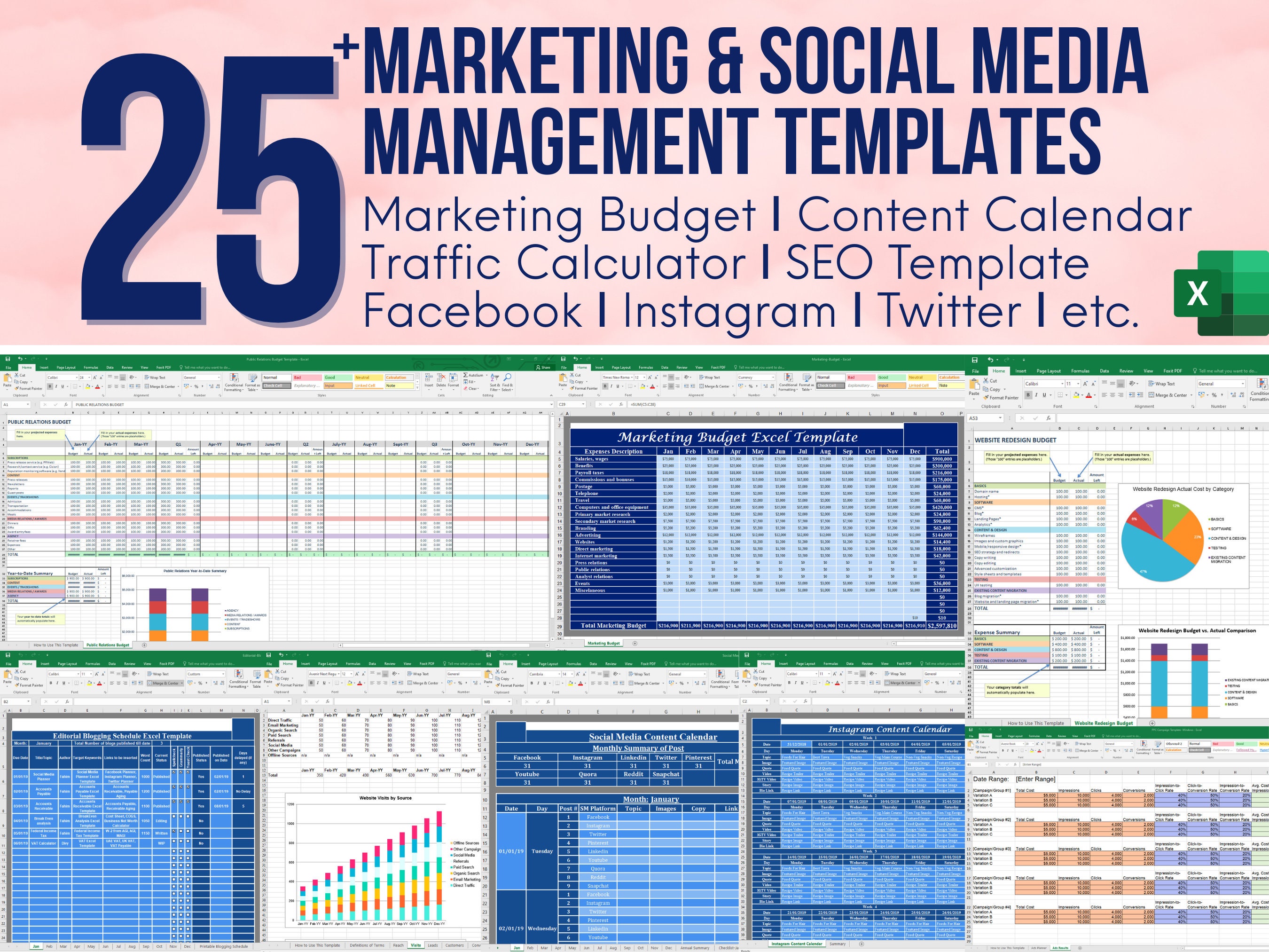 25 Marketing & Social Media Management Templates ǀ Marketing Budget ǀ ...