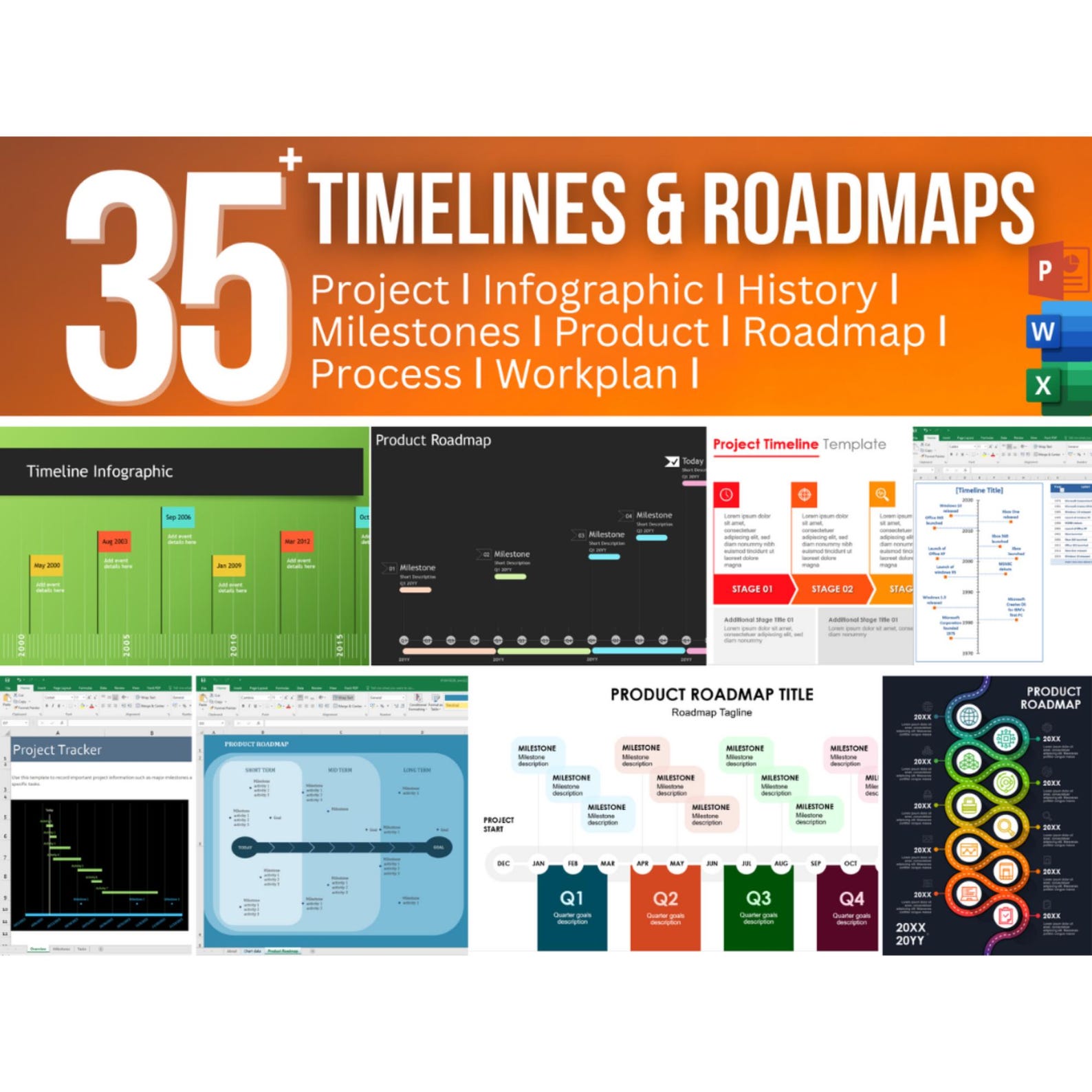 35+ Timelines & Roadmaps: Project ǀ Infographic ǀ History ǀ Milestones ...