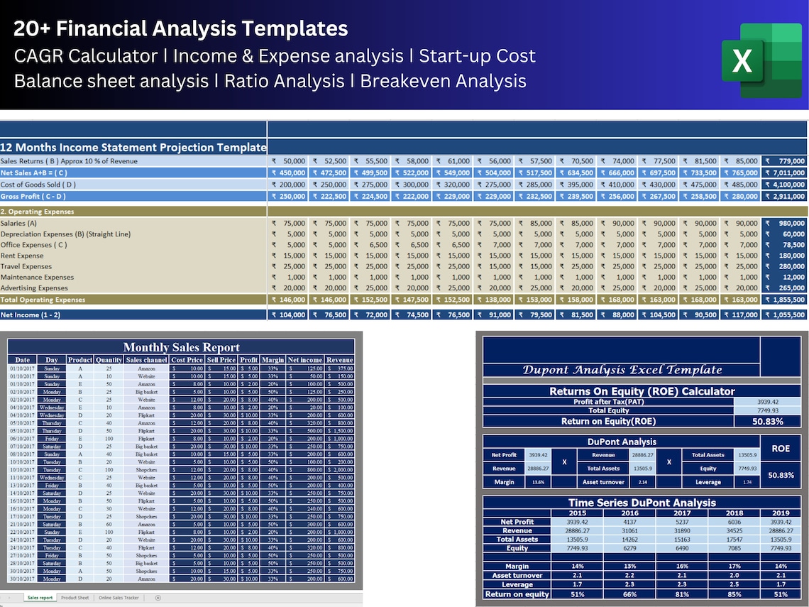 20+ Financial Analysis Templates: CAGR Calculator ǀ Income Expense ...