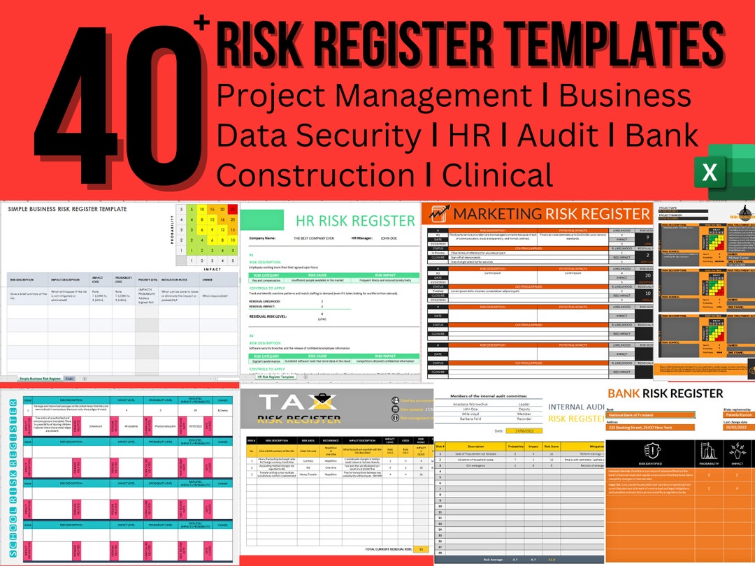 40 Risk Register Templates: Project Management ǀ Business ǀ Data ...