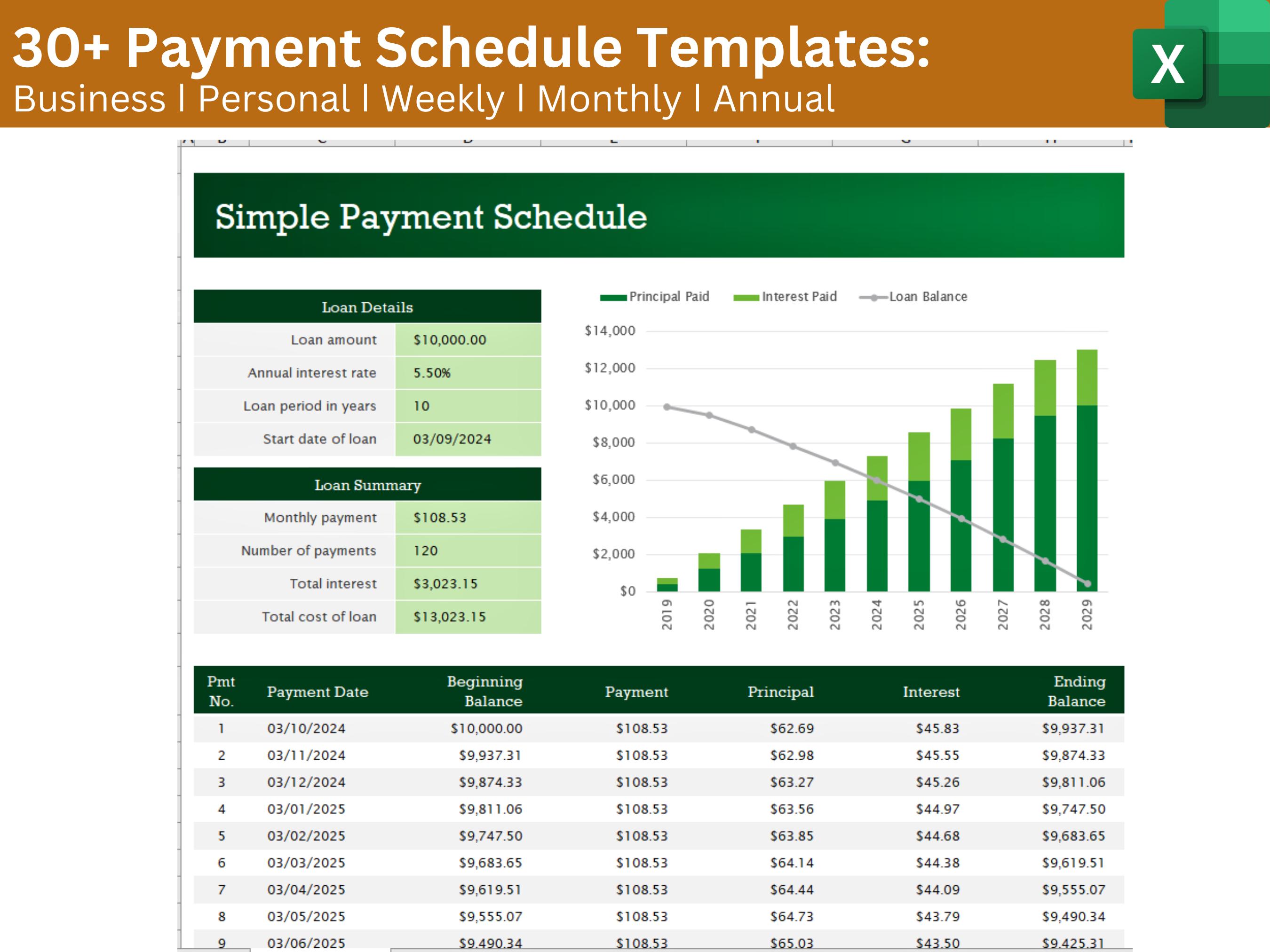 30+ Payment Schedule Templates: Business ǀ Personal ǀ Weekly ǀ Monthly ...