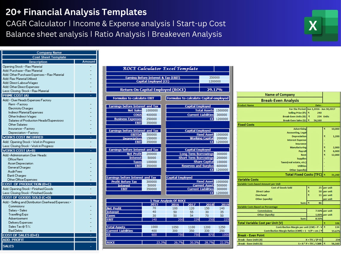 20+ Financial Analysis Templates: CAGR Calculator ǀ Income Expense ...