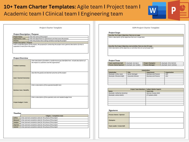 10+ Team Charter Templates: Agile Team ǀ Project Team ǀ Academic Team ǀ ...