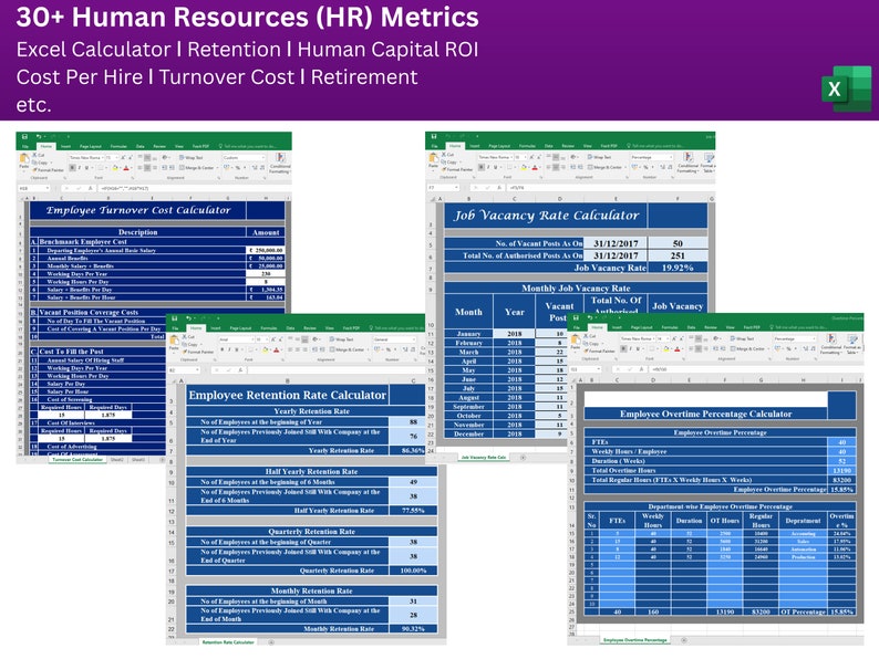 30 Human Resources HR Metrics ǀ Excel Calculator ǀ Human - Etsy