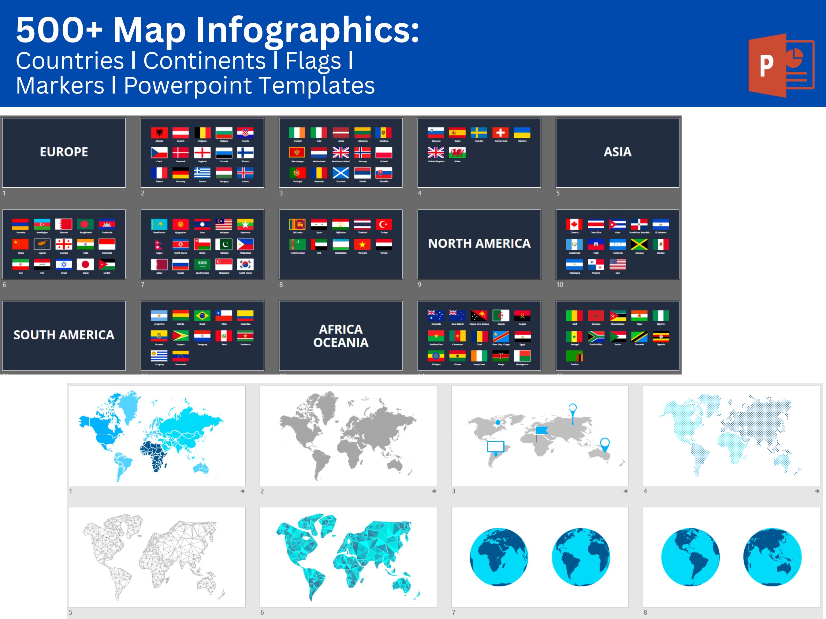 500+ Map Infographics: Countries ǀ Continents ǀ Flags ǀ Markers ǀ ...