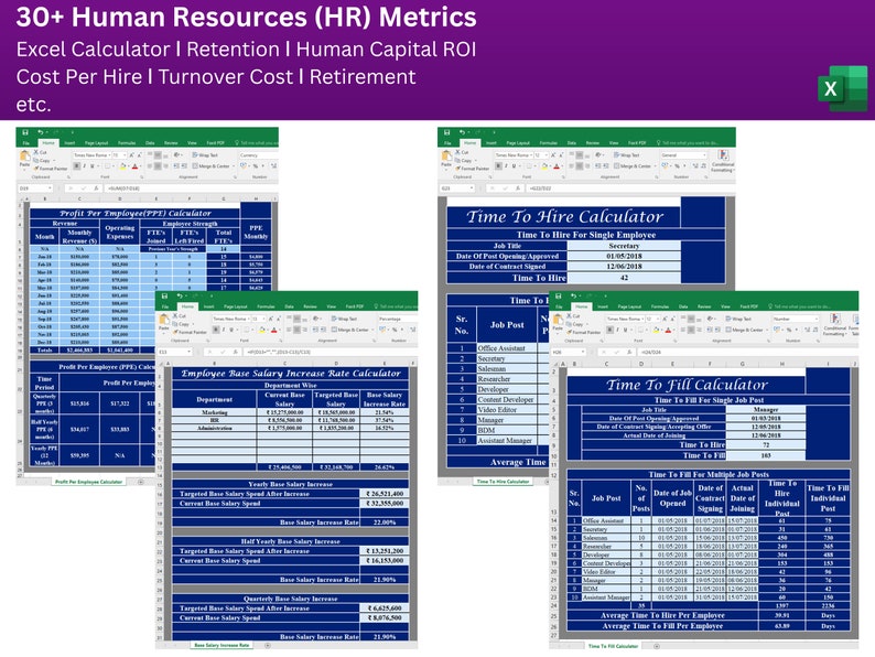 30 Human Resources HR Metrics ǀ Excel Calculator ǀ Human - Etsy